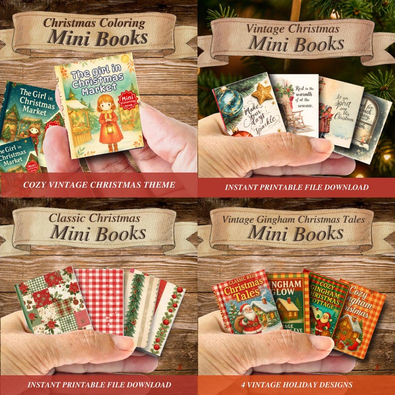 Vintage Christmas Mini Books Mega Bundle : Miniature Storybook ...