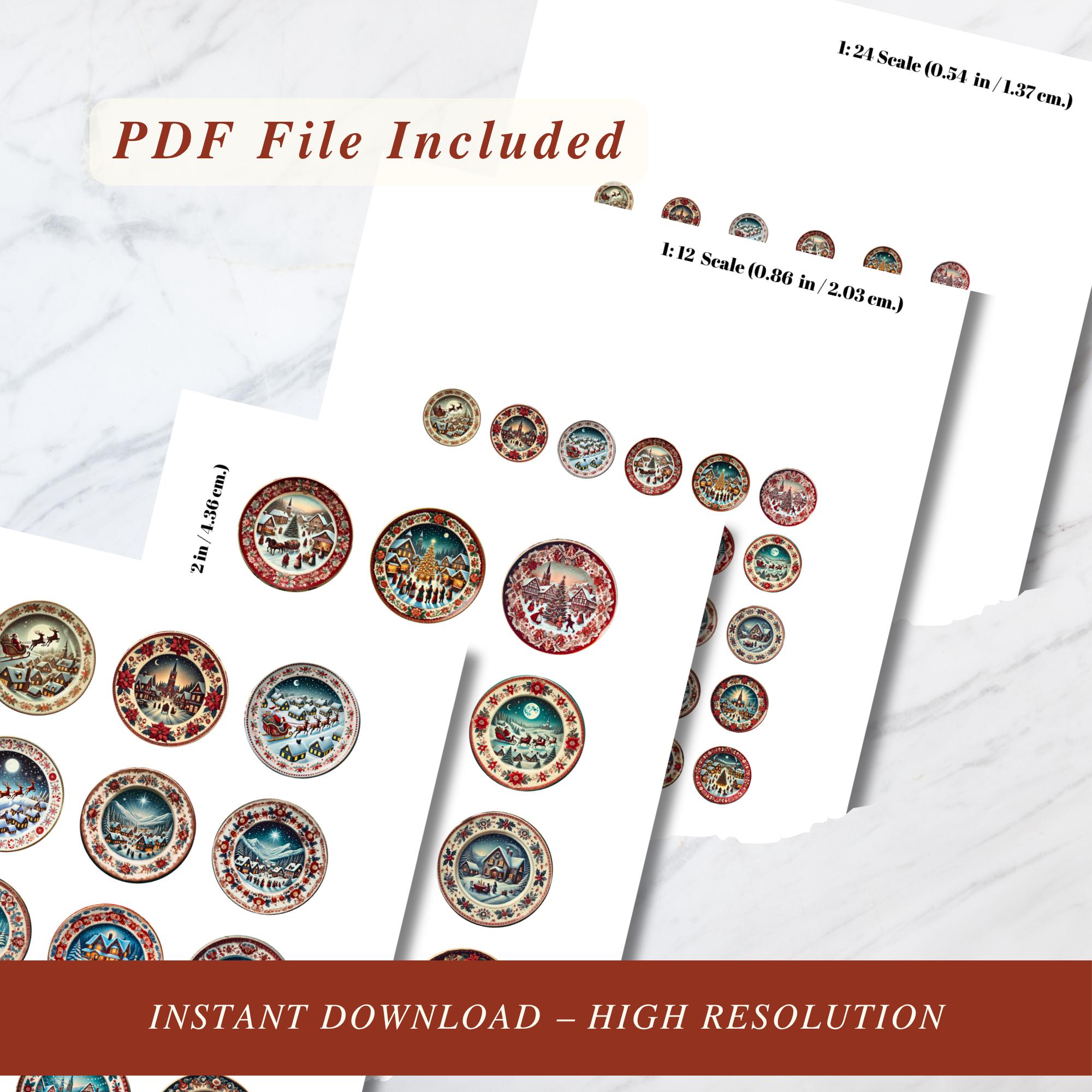 Vintage Christmas Miniature Plates Bundles : 90 Printable Mini Plates ...