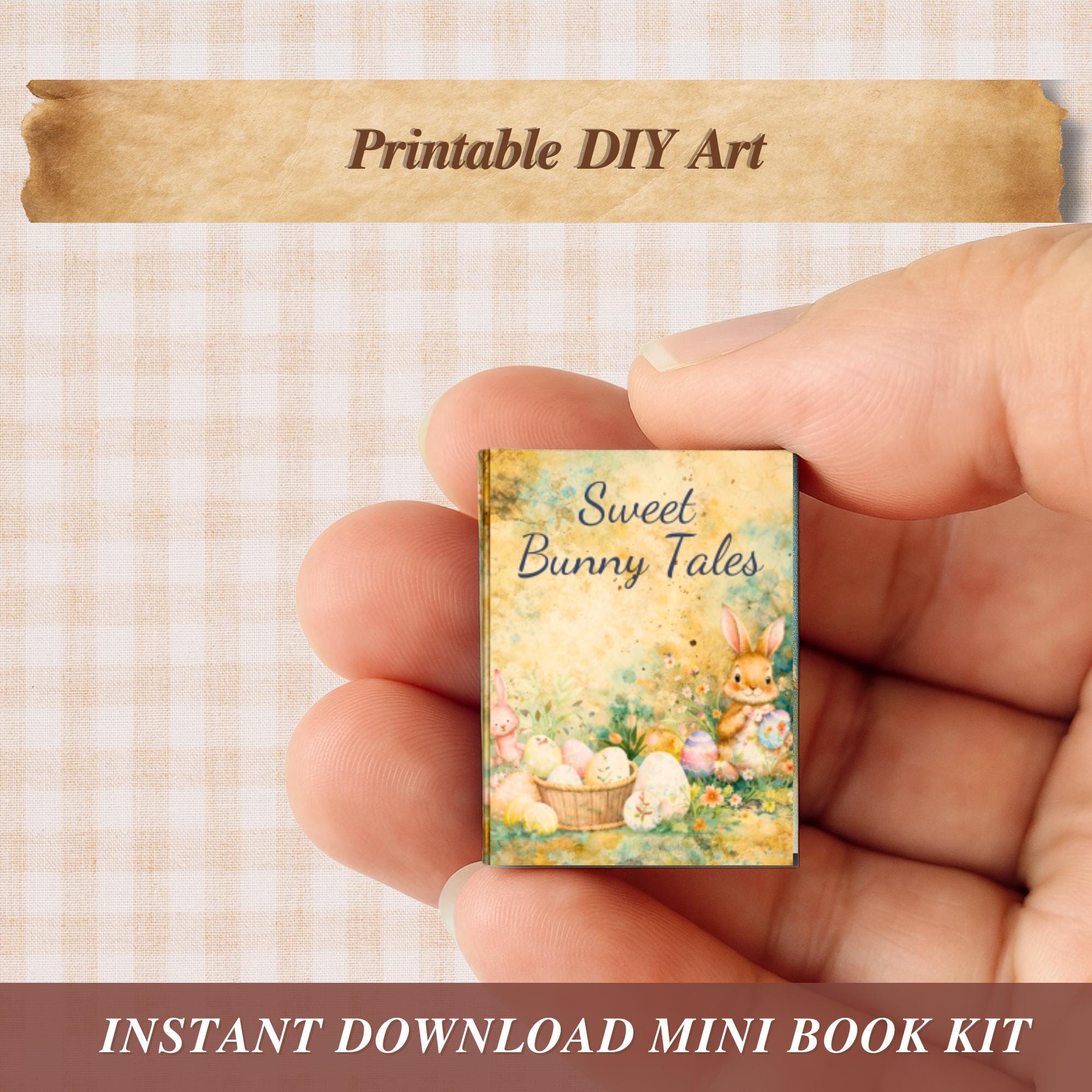 Vintage Easter Bunny Mini Books Printable : Dollhouse Miniature Tiny ...
