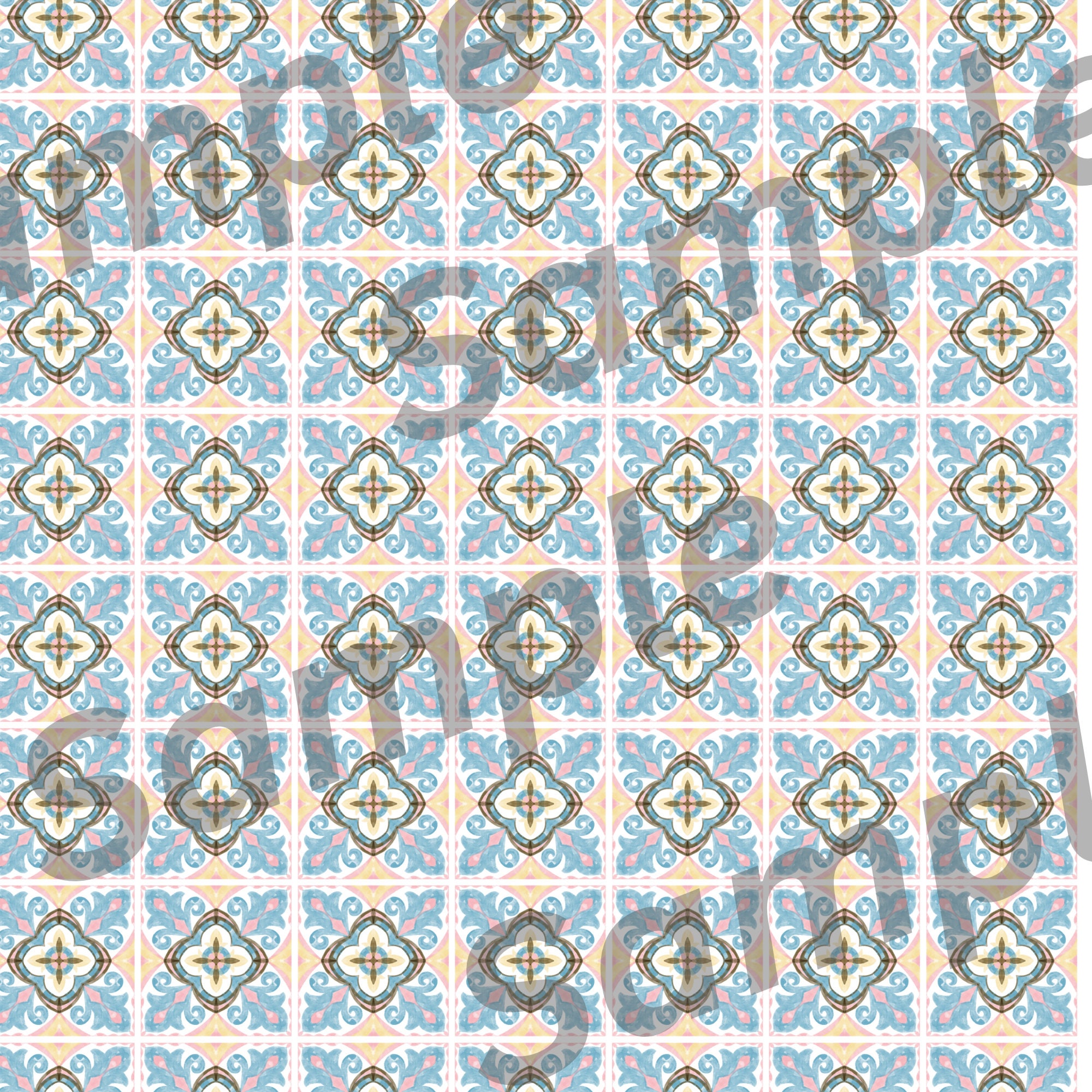 Printable Vintage Floral Tile Pattern for Dollhouse Flooring ...