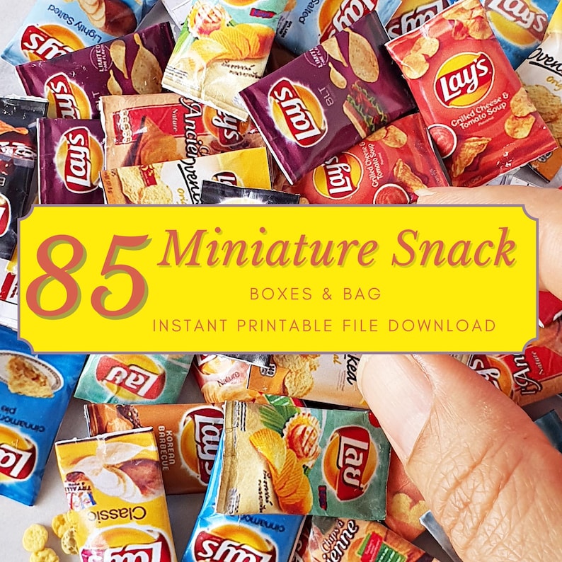 Printable Dollhouse Miniature Snack Packages: 85 Mini Chip Bags (PDF ...