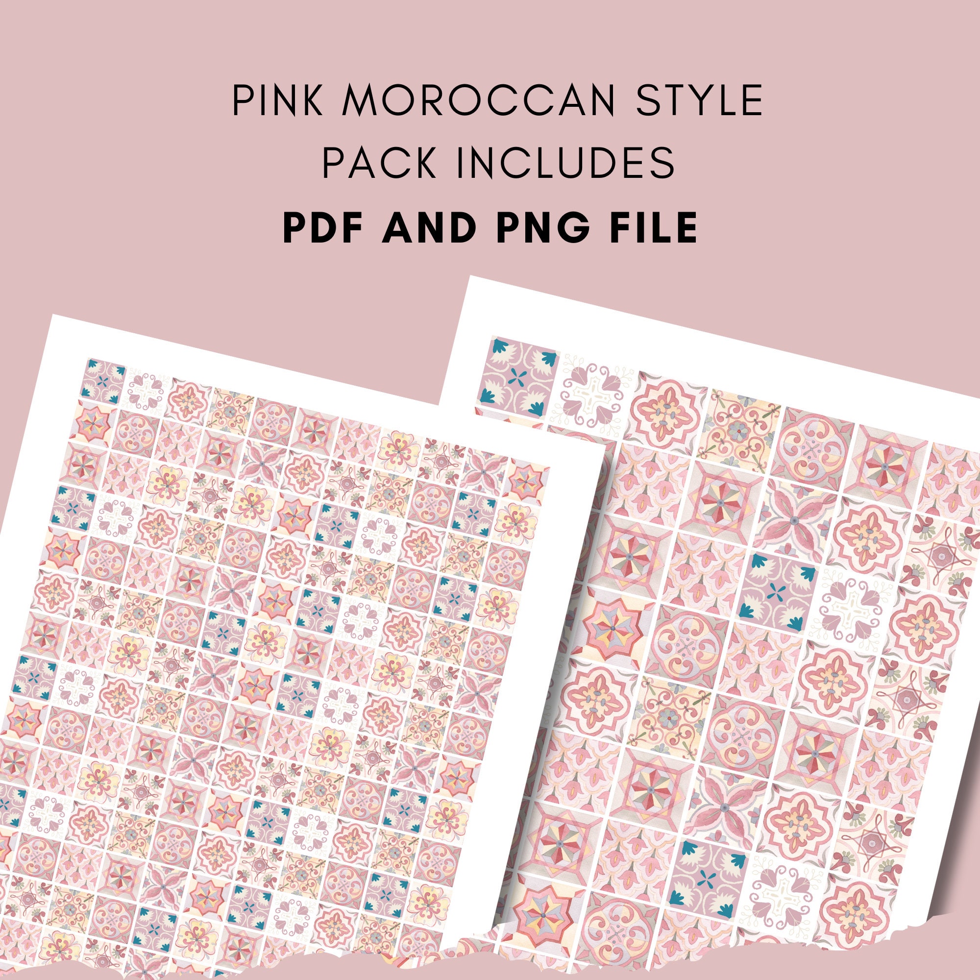 Miniature Floor Tiles Printable : Dollhouse Flooring Pink Moroccan ...