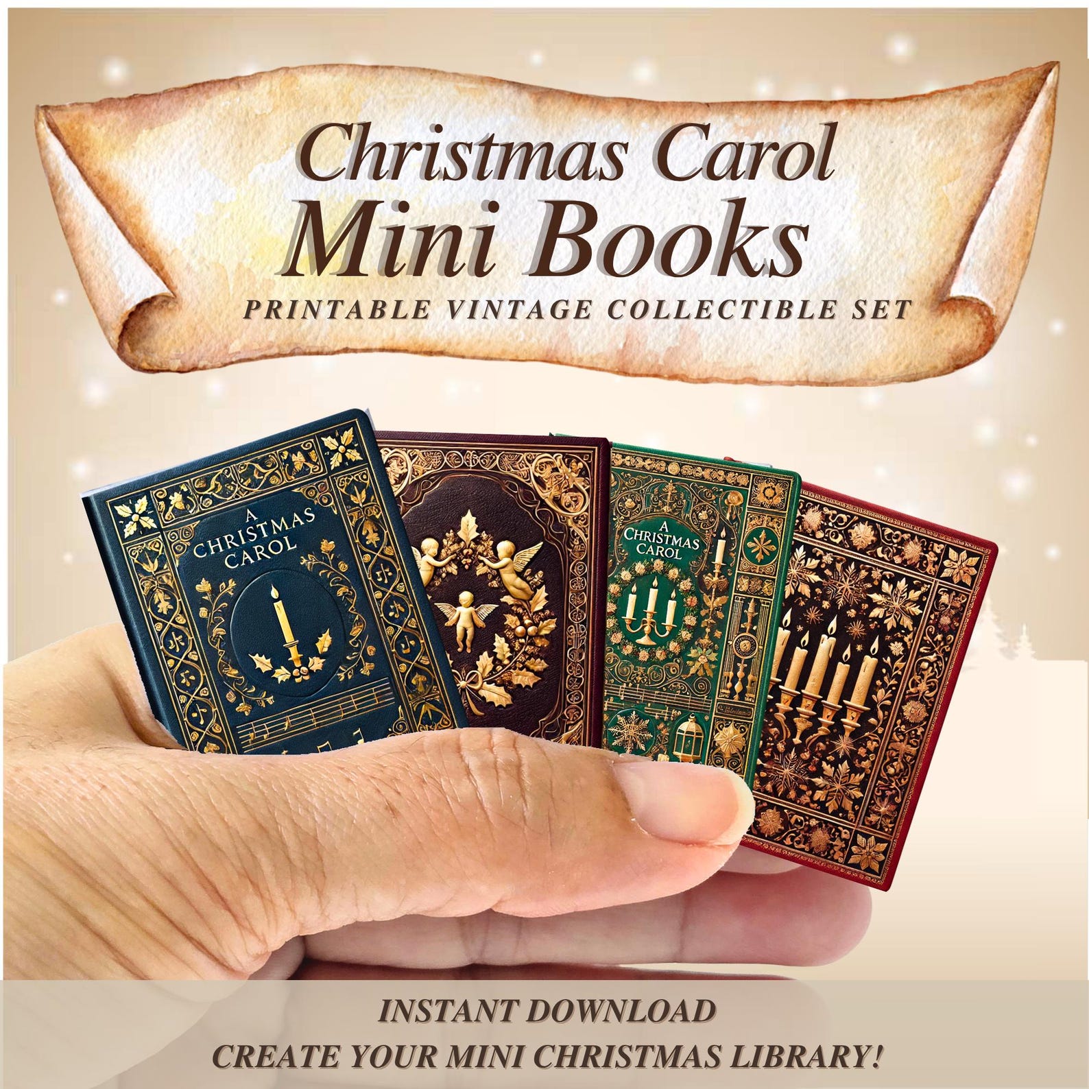 Christmas Carol Mini Books Printable : Vintage Dollhouse Books ...