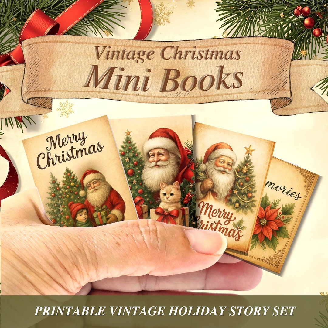 Vintage Santa Mini Books Printable : Dollhouse Christmas Book Set ...