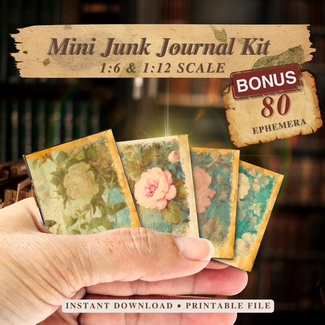 Vintage Mini Junk Journal Kit – Wildflower Vintage Color Papers, Floral ...