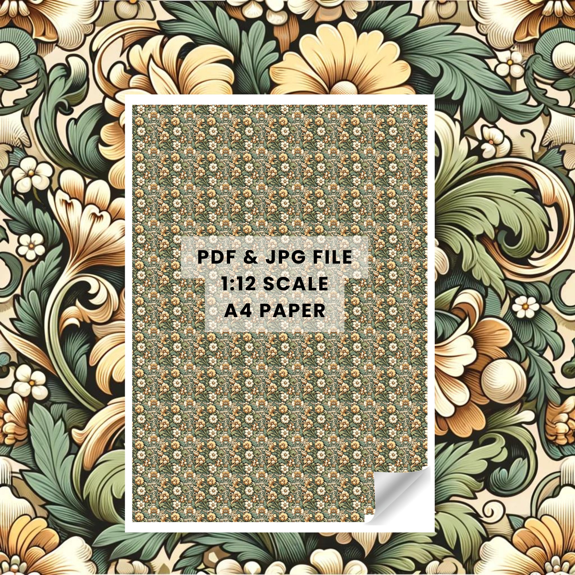Dollhouse Miniatures Wallpaper DIGITAL DOWNLOAD Printable, 10x William ...