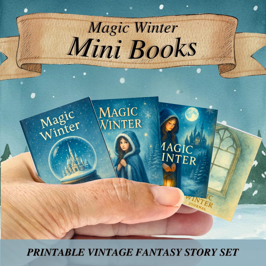 Magic Winter Christmas Mini Books Printable : Fantasy Dollhouse Books ...