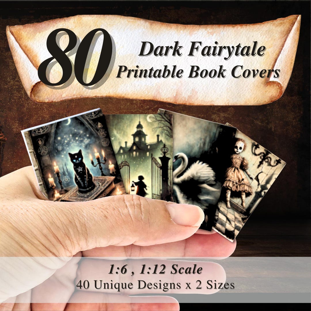Mini Book Covers Printable – Dark Fairytale Dollhouse Halloween Decor ...