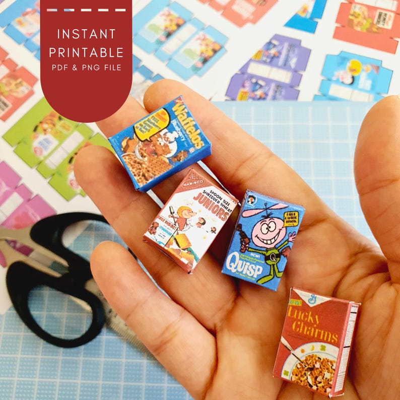 108 Dollhouse Miniature Cereal Boxes, Mini Boxes , Instant Digitable ...