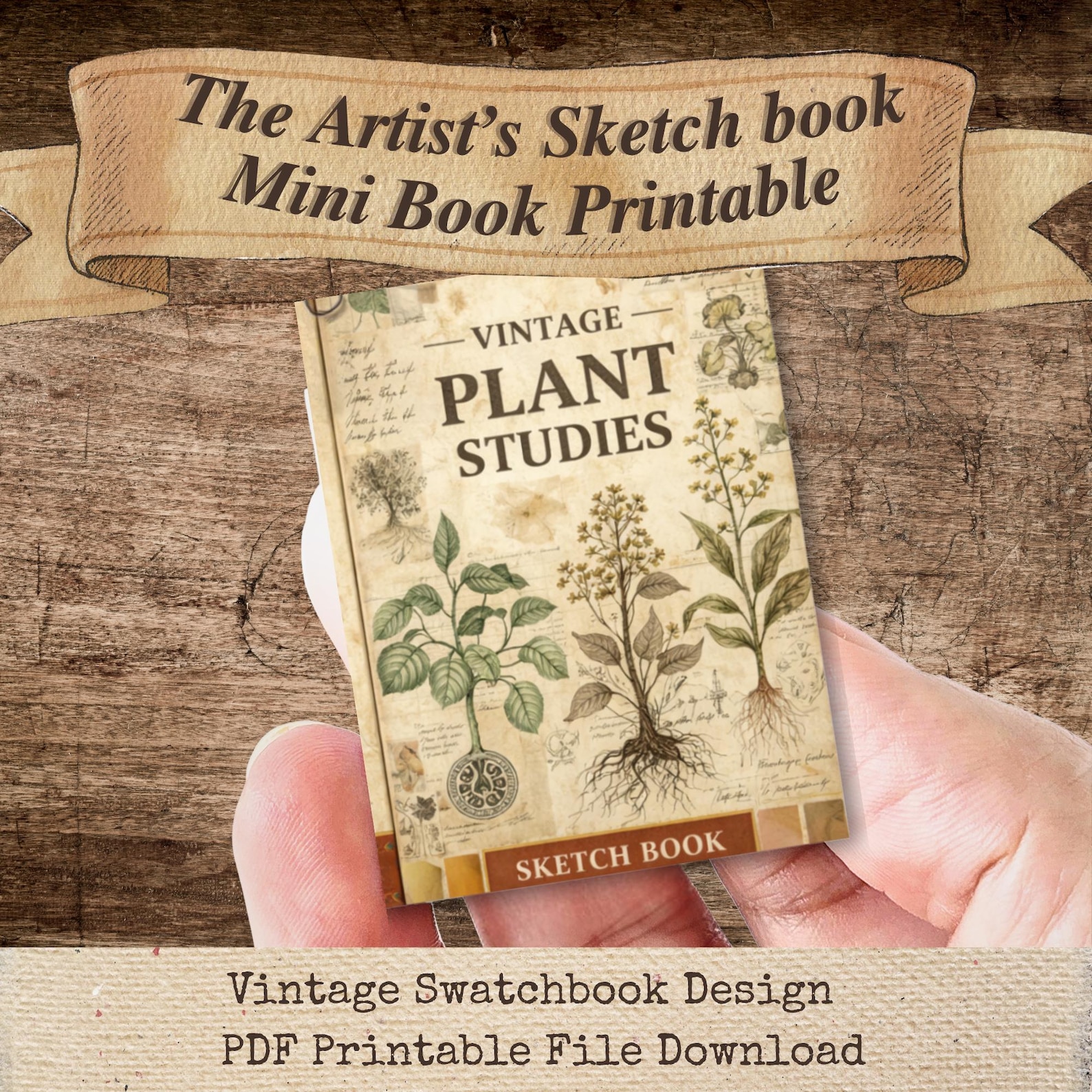 Plant Study Mini Book Printable Botanical Sketchbook : Dollhouse ...