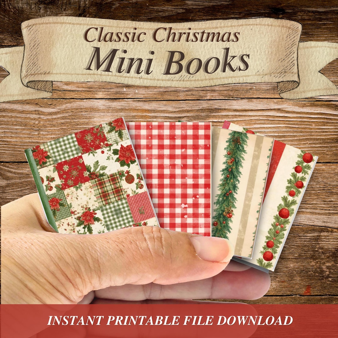 Vintage Christmas Mini Books Printable : Holiday Ornaments Tiny ...