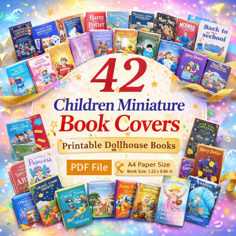 Miniature Books Covers Printable : Children Mini Book Dollhouse Decor ...