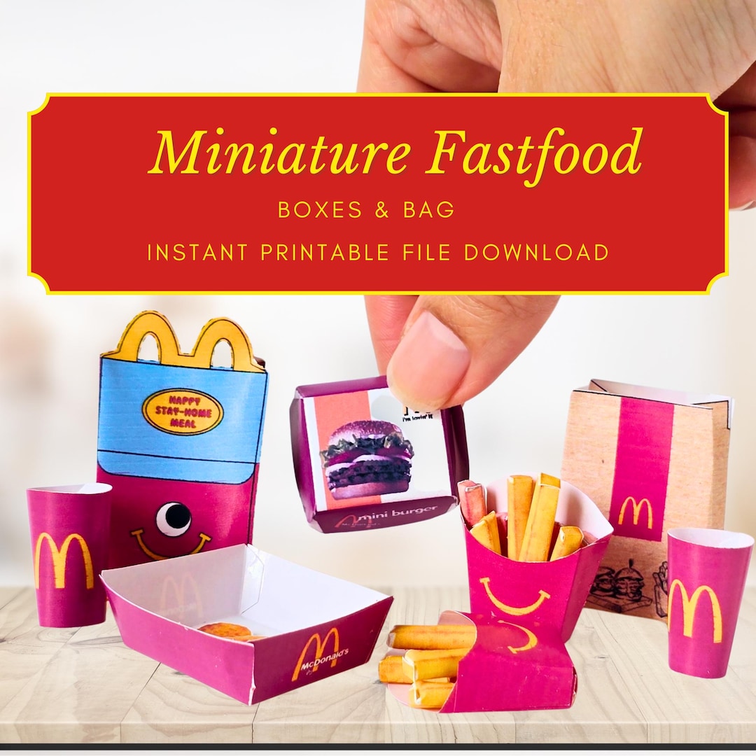 Printable Miniature Packaging, Fast Food Box, Mini Boxes , Instant ...