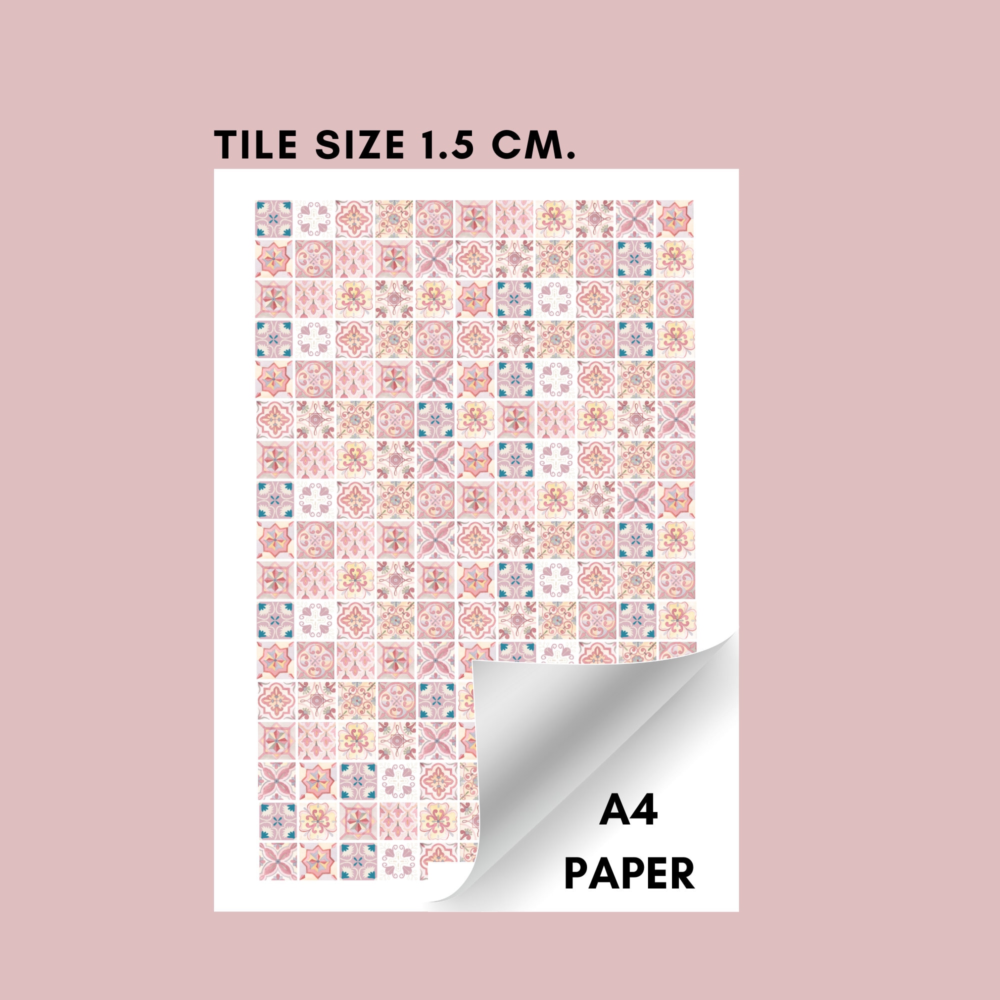 Miniature Floor Tiles Printable : Dollhouse Flooring Pink Moroccan ...