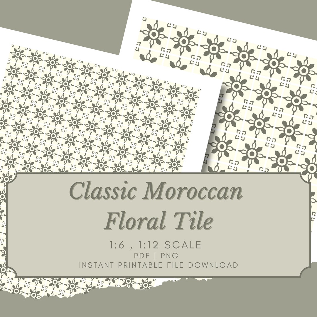Dollhouse Tile Flooring: Moroccan Floral Print (PDF & PNG) - Etsy