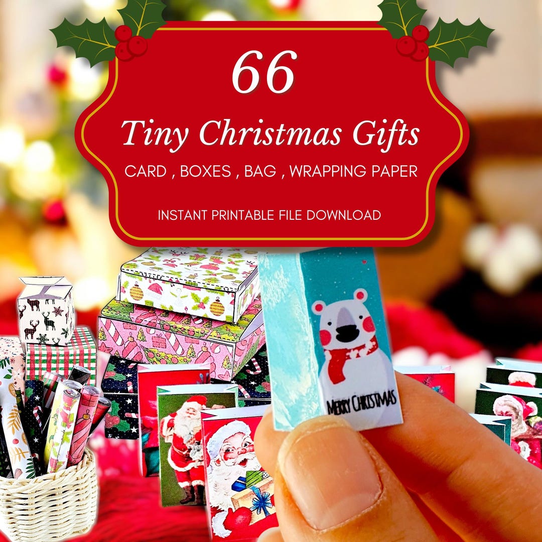 DIY Miniature Tiny Christmas Gift Boxes, Mini Printable Christmas Card ...