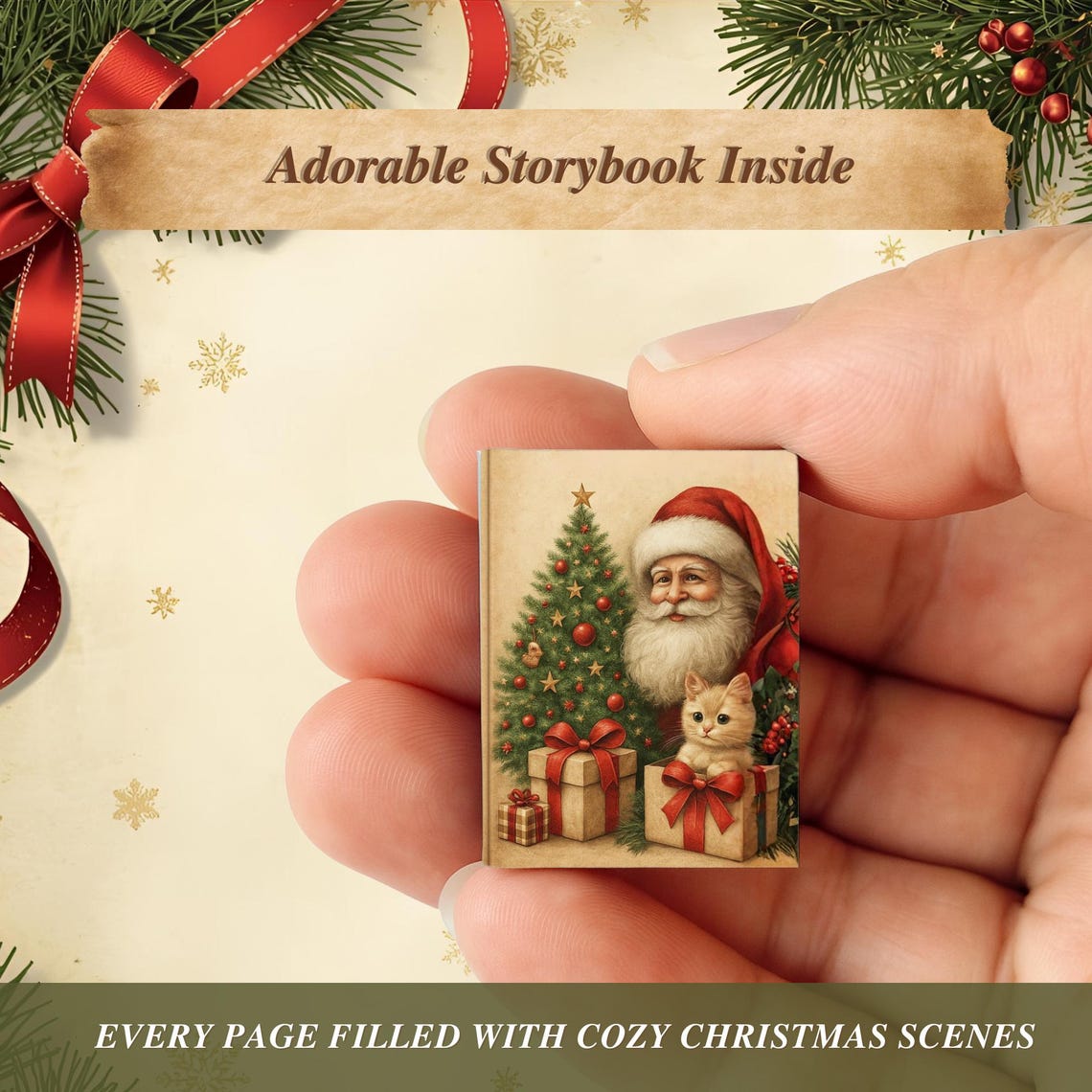 Vintage Santa Mini Books Printable : Dollhouse Christmas Book Set ...