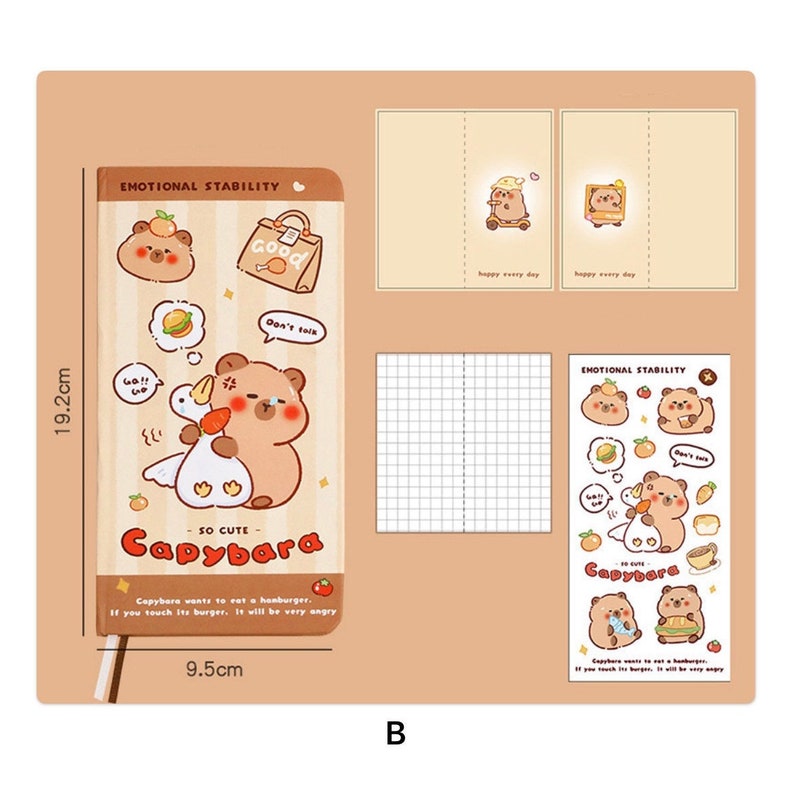Capybara Stationery Box Cute Stationery 13 Items Scrapbooking Stickers ...