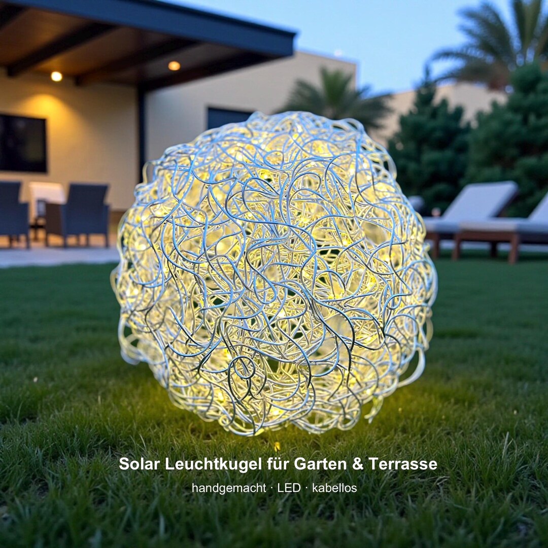 Solar Light Sphere for Garden – Handmade LED Wire Sphere, Garden ...