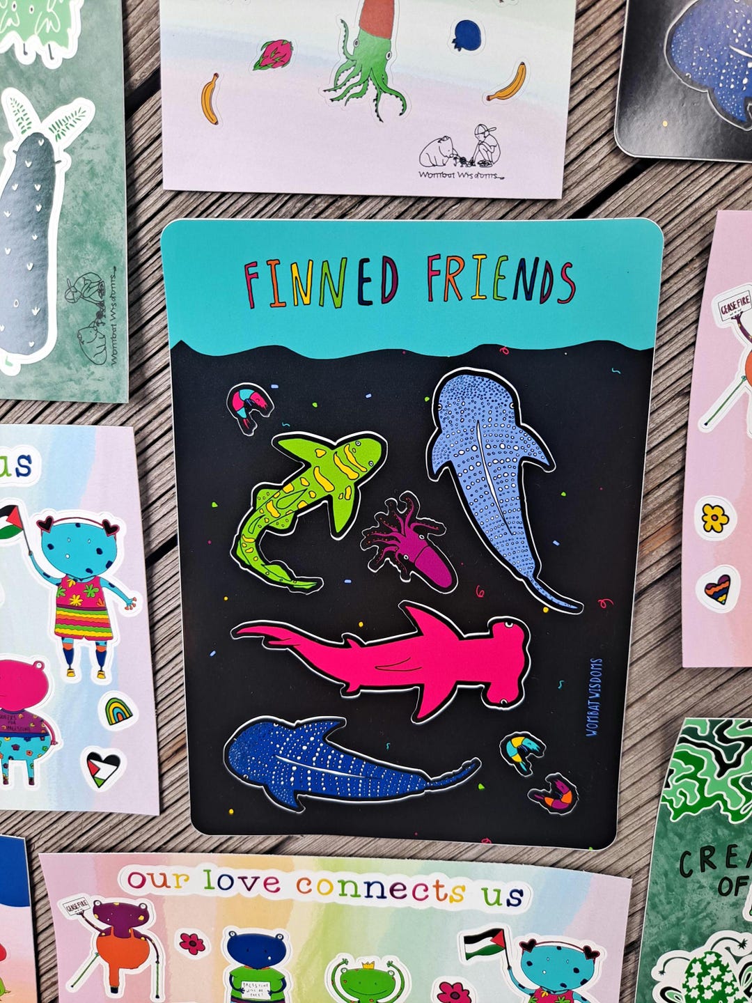 Finned Friends Whale and Shark Sticker Sheet - Etsy