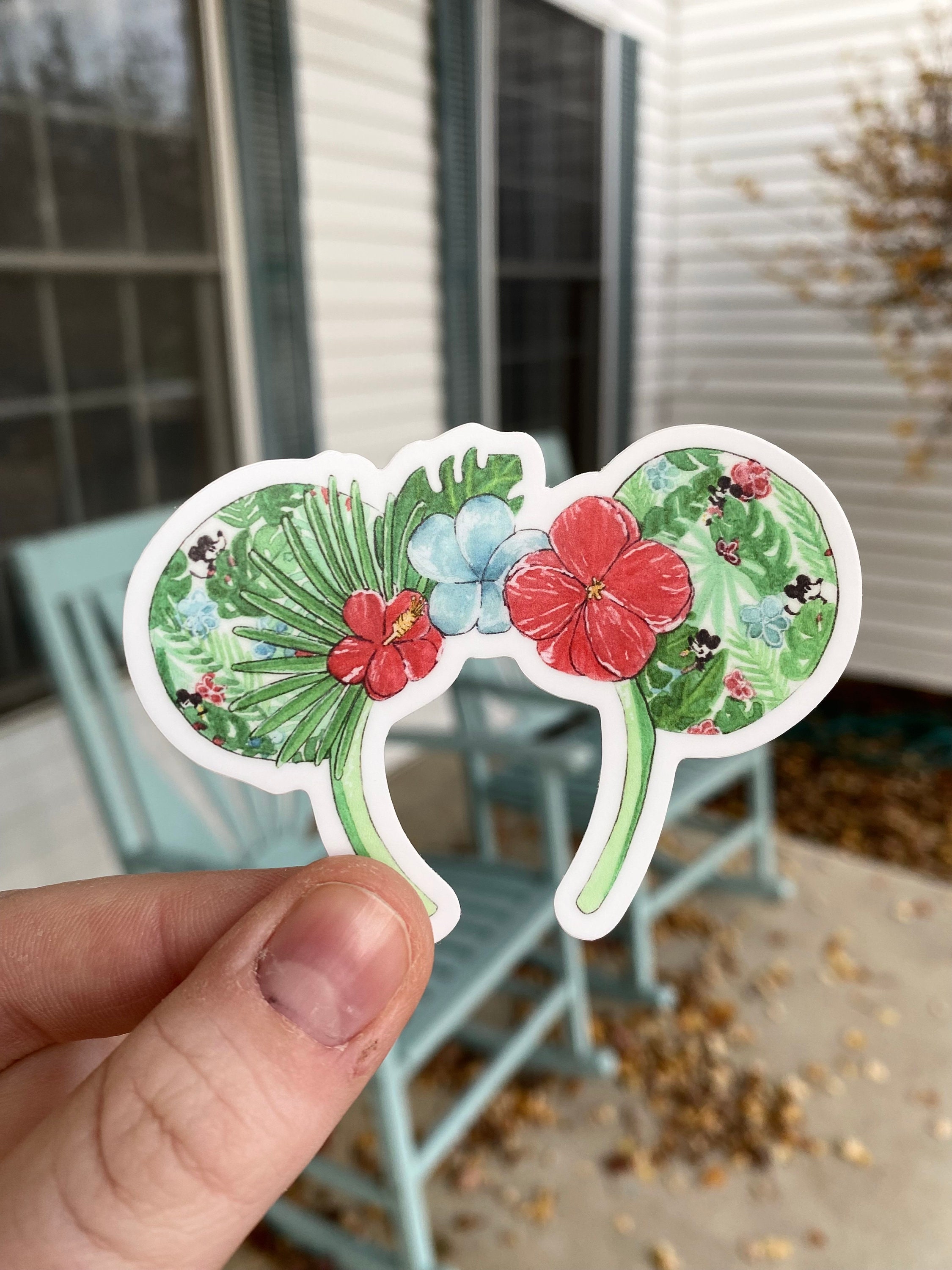 Minnie Mouse Ears Sticker Tropical Hibiscus | Minnie Ears Headband ...