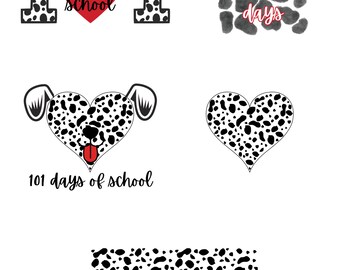 101 Days of School Svg, Dog Paw 101 Days Svg, Dalmatian Svg, 101 Days ...