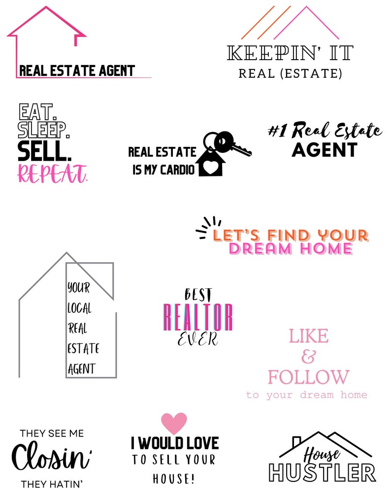 Real Estate/realtor Digital Files, SVG, PNG, JPG Bundle 12 Files - Etsy