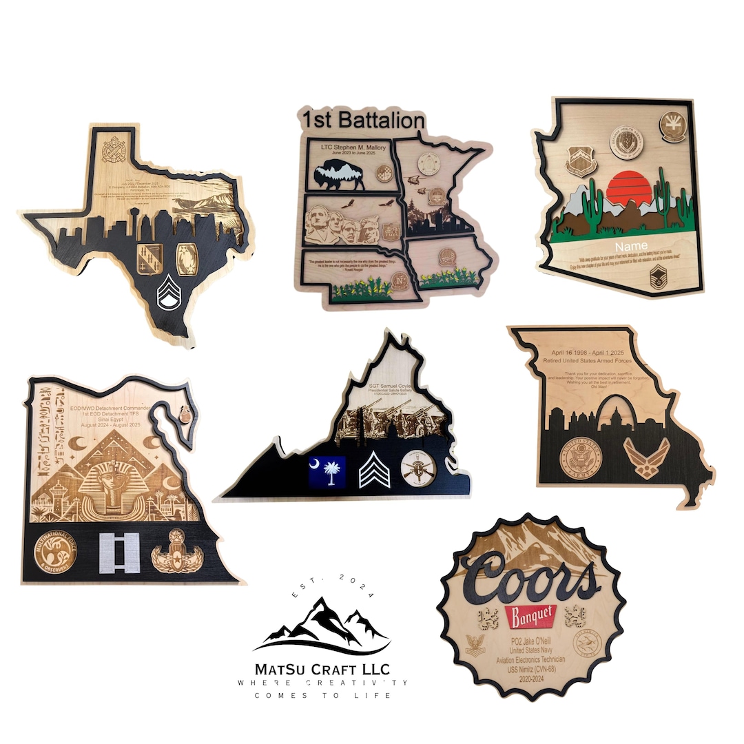 Custom Military Unique Gift - PCS Plaque - State- Country-base ...