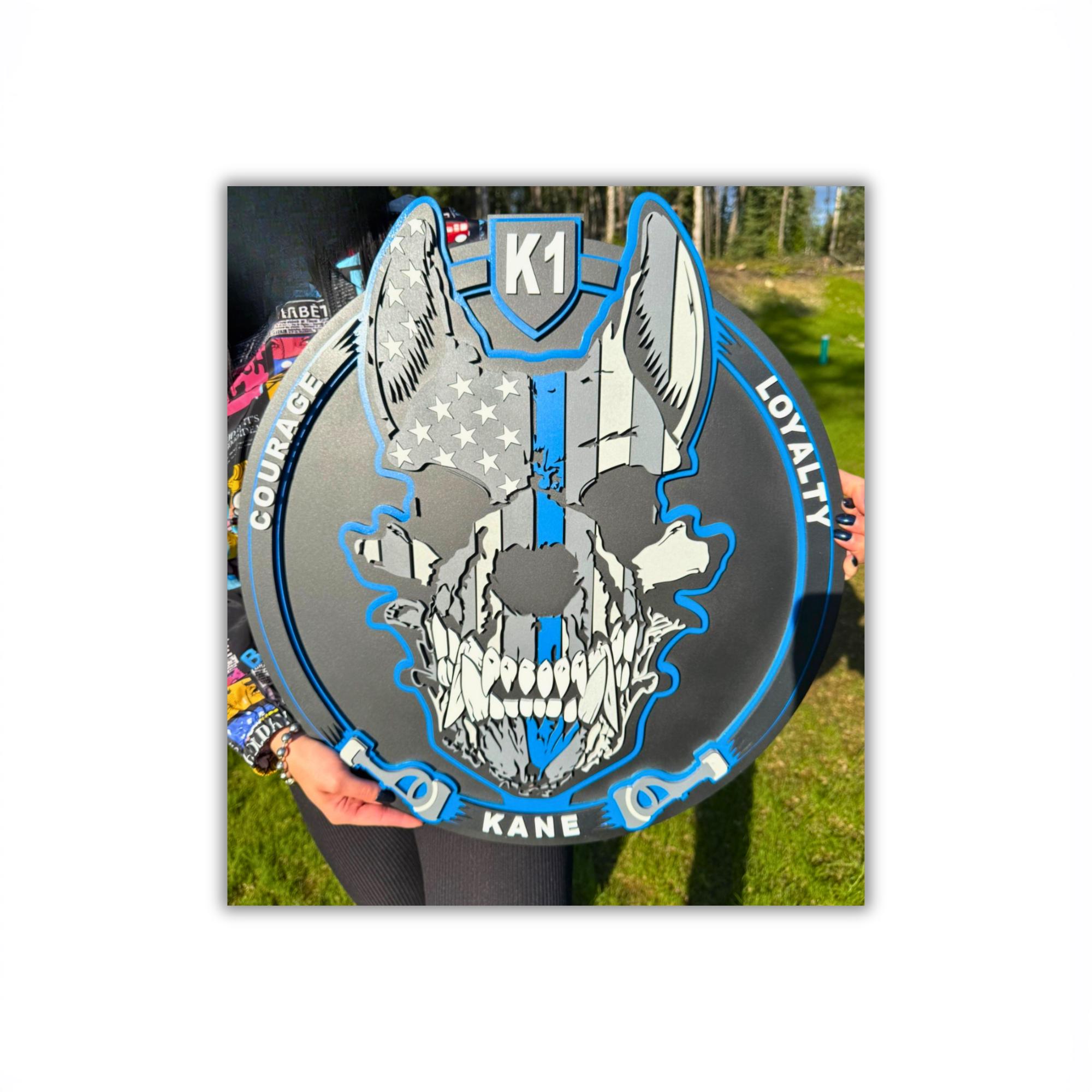 K9 Police Skull Plaque: Thin Blue Line Dog Sign, Personalized K9 ...