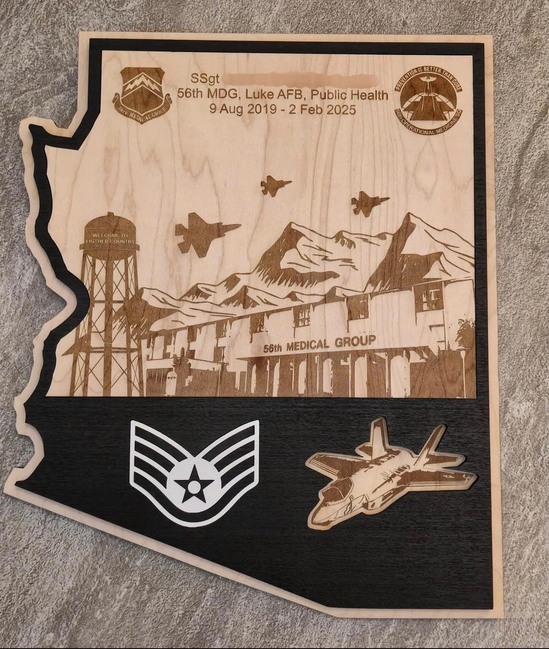 Custom Military Plaque Gift - PCS Plaque - State- Country-base ...