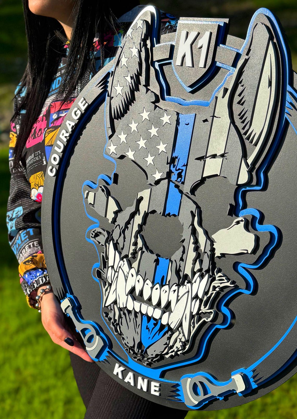 K9 Police Skull Plaque: Thin Blue Line Dog Sign, Personalized K9 ...