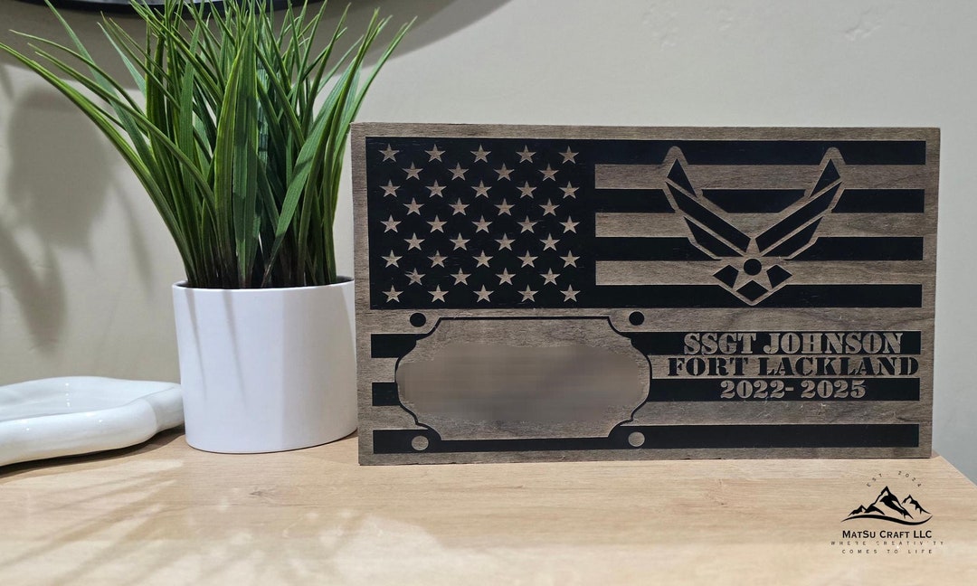 Personalized Military Plaque With Flag, Rank, Name and Unit Logo PCS ...