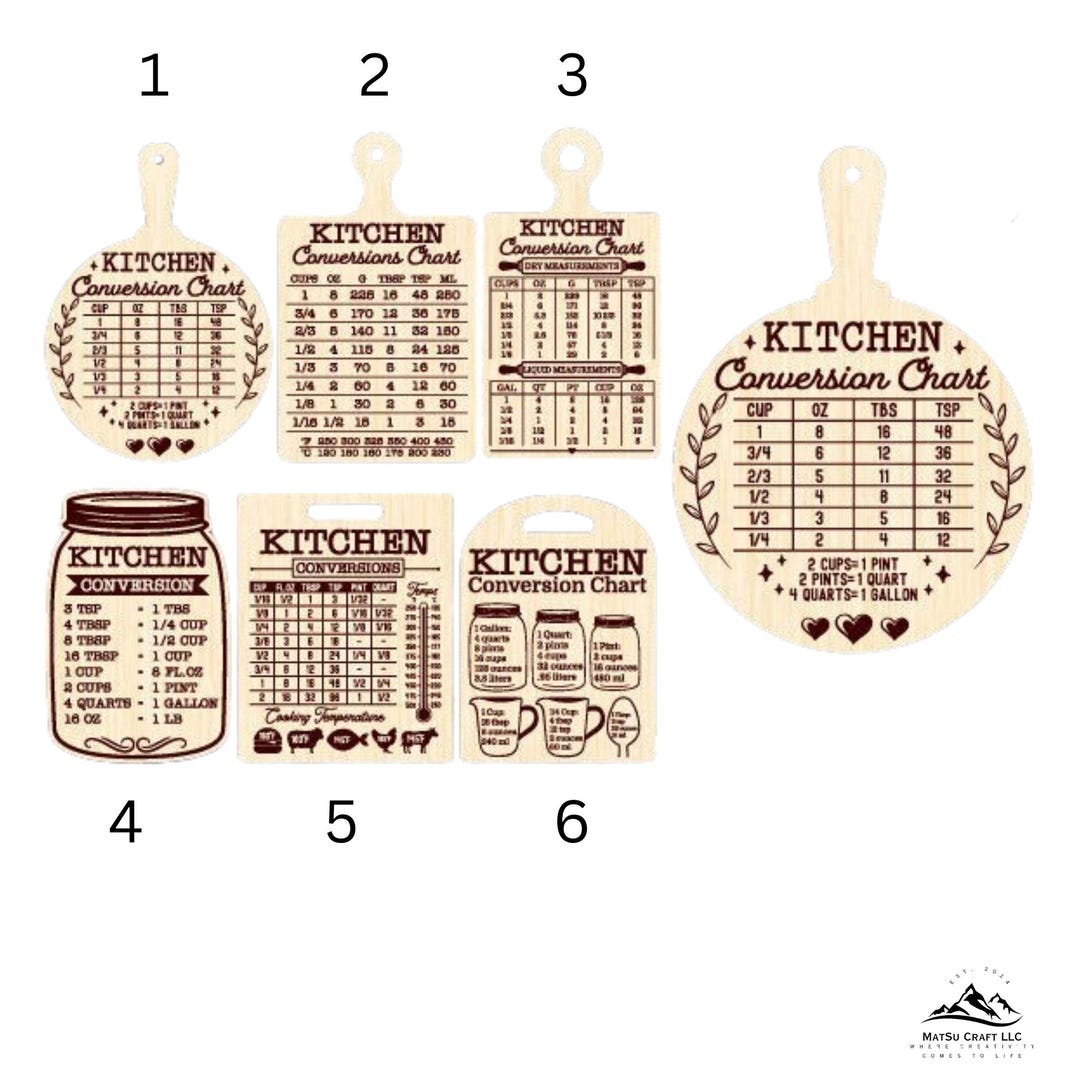 Kitchen Conversion Chart | Decorative Engraved Wooden Cutting Board ...