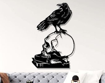 Raven Skull Dxf , Svg , Png , Files , Raven , Skull , Book , Ravens ...