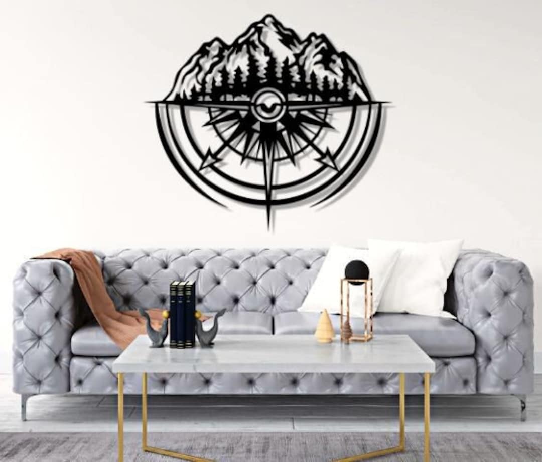 Compass Svg Dxf Png Files Laser Cut File Nature Scene Wall Art Vectorel ...