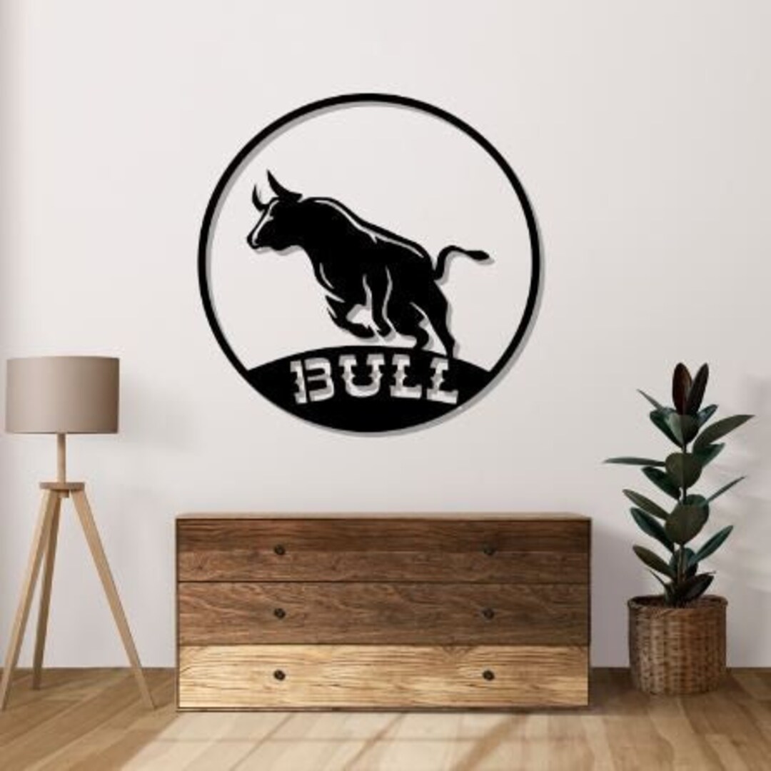 Bull Svg Dxf Files Laser Cut File Bulls Tshirt Plywood Wall Art Cutting ...