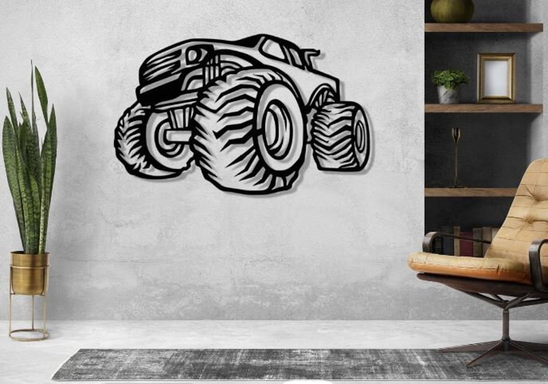 Monster Car Svg Dxf Png Fİles , Laser Cut File Monster Big Truck Wheel ...