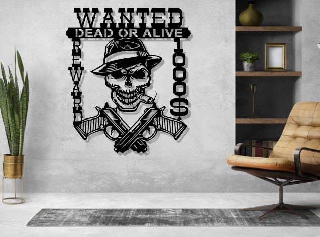 Wanted Svg Dxf Png Files Laser Cutting File Skull Gangster - Etsy