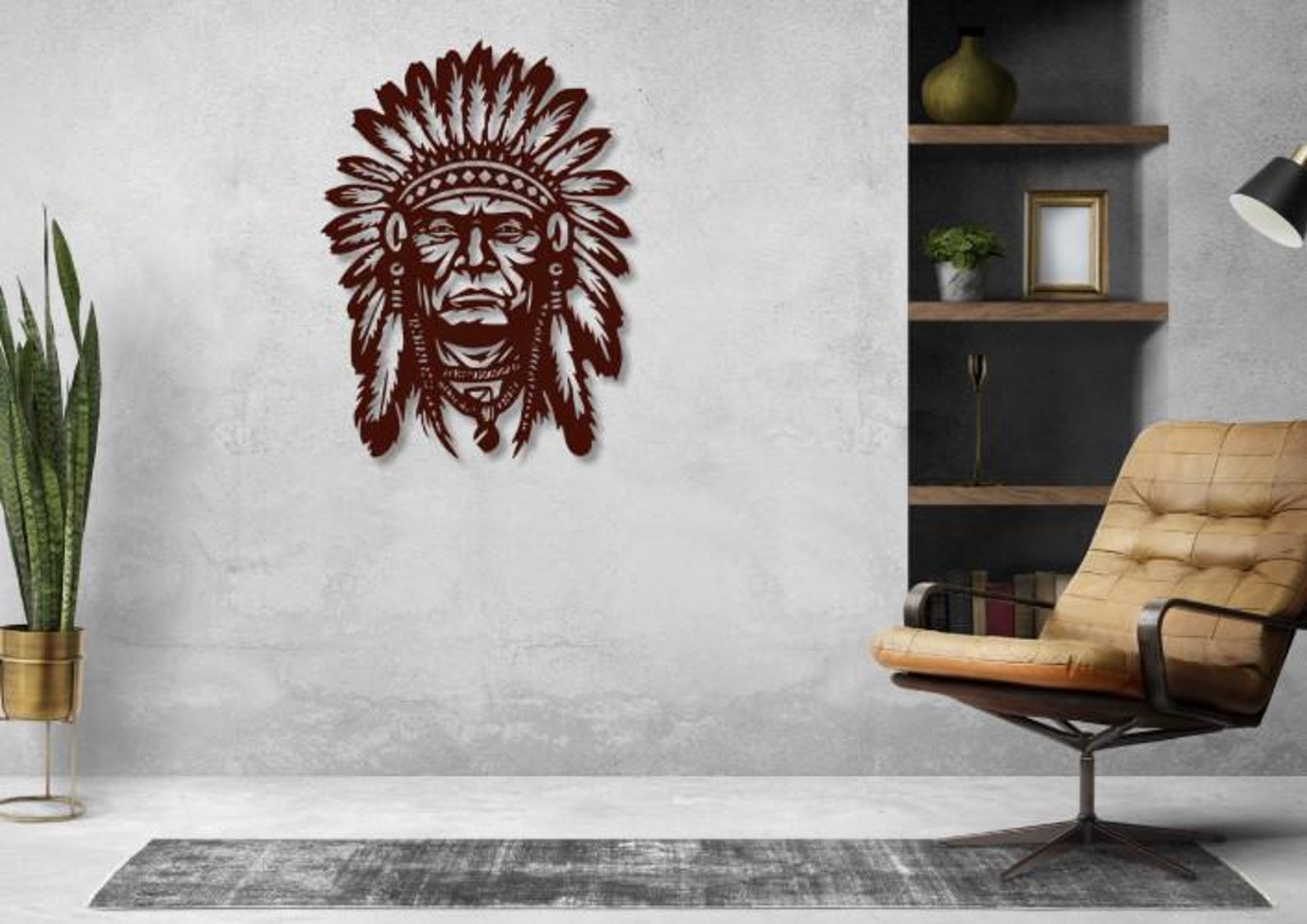 Indian Chief Svg Dxf Png Files Native American Wall Art Cut Digital ...