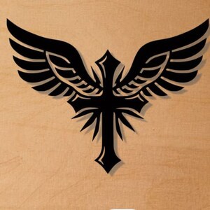 Vintage Cross Svg Dxf Png Files , Laser Cut File , Cross Wing Angel ...