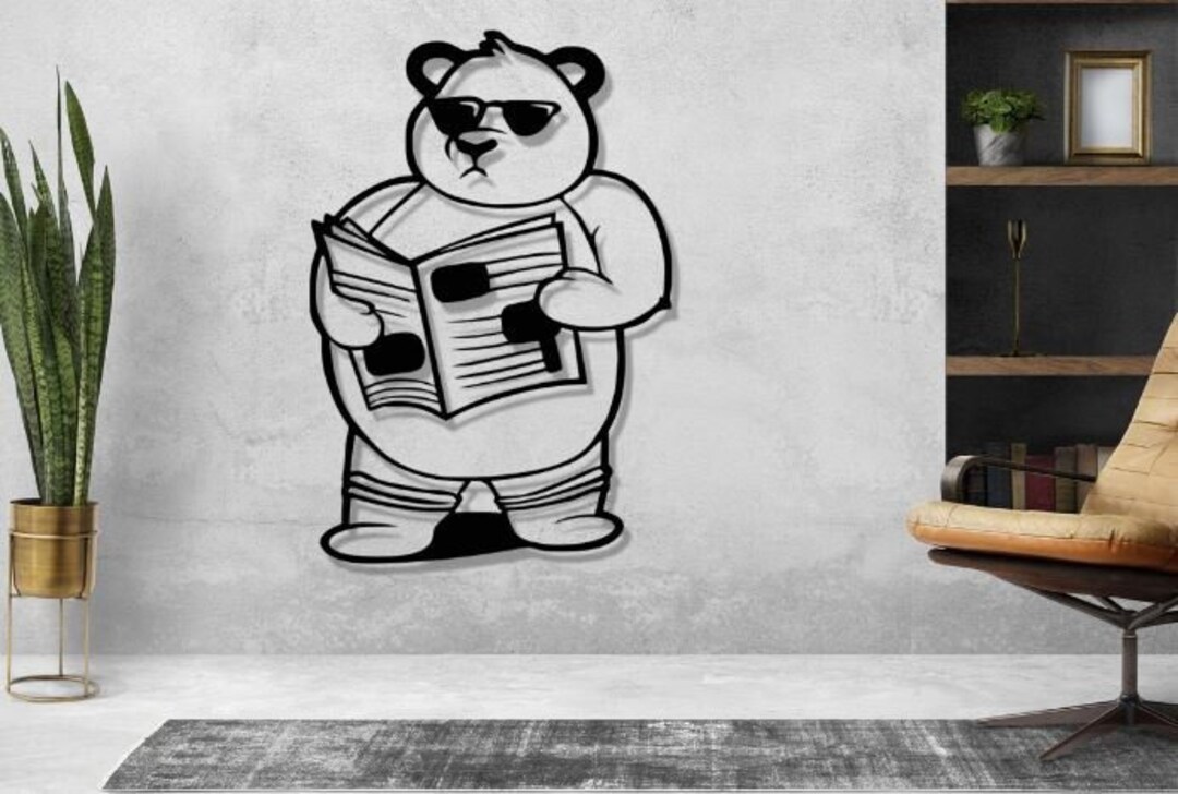 Bear Newspaper Svg Dxf Png Files , Laser Cut File , Bear Read Newspaper ...