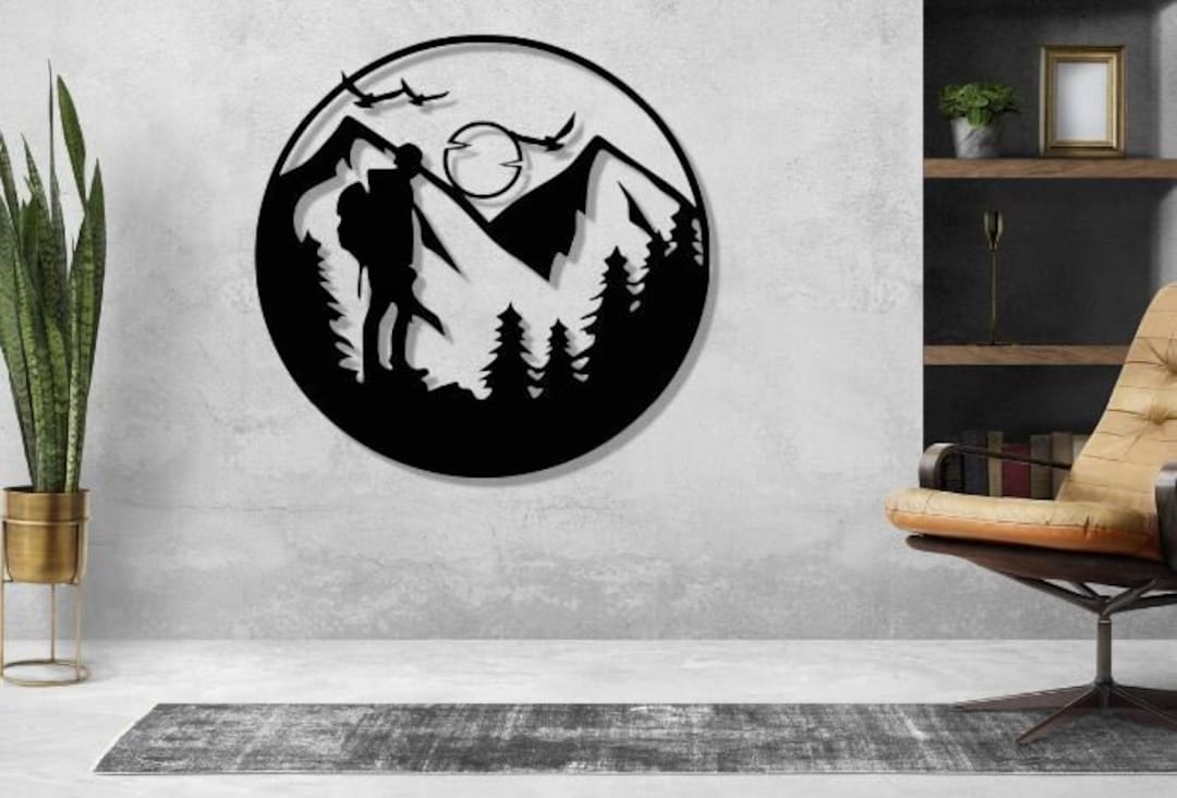 Nature Svg Dxf Files , Laser Cut File , Climber Climb Mountain Scene ...