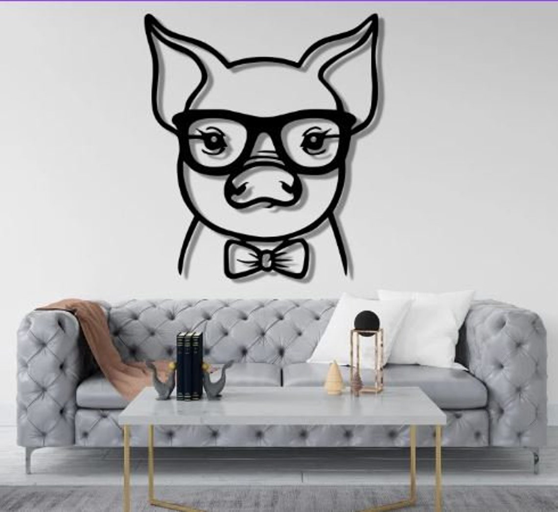 Pig Svg Dxf Png Files , Laser Cut File , Pig , Face , Wall Art Cricut ...