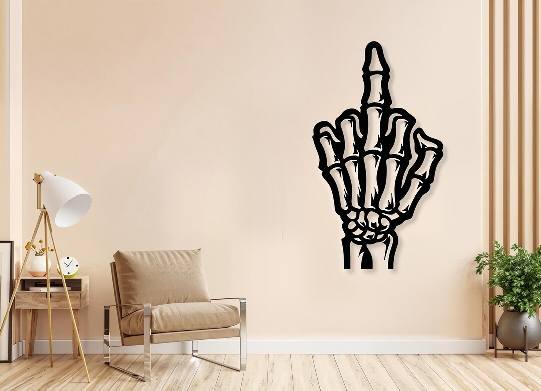 Mittelfinger Skelett Hand Wandkunst, Laser Cut Datei (SVG DXF PNG ...
