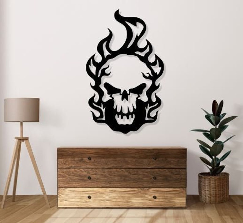 Skull Svg Dxf Png Files , Laser Cut File , Skull , Flaming , Flame ...