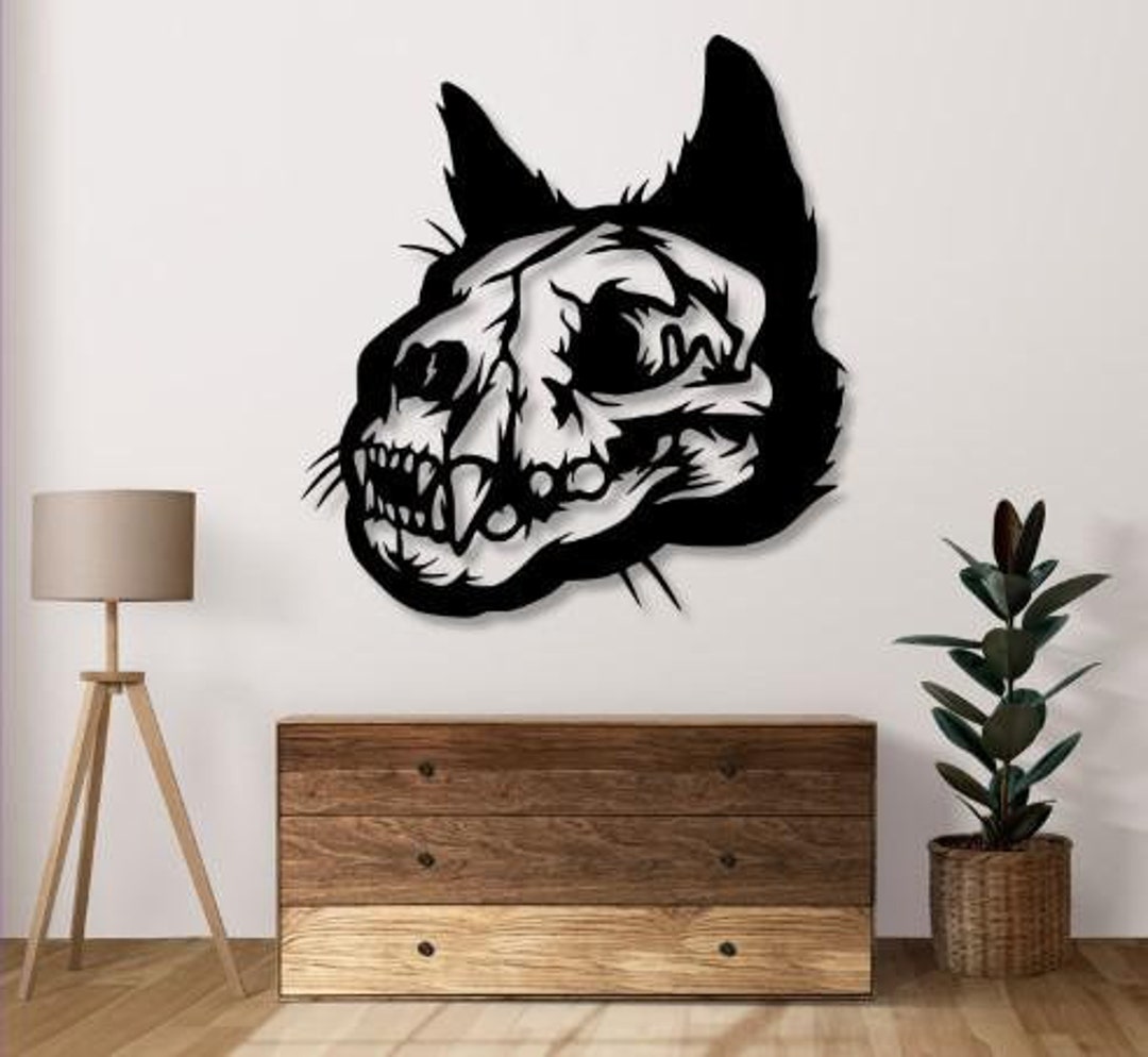 Cat Skull Svg Dxf Png Files Cat Head Anatomy Wall Art Cut File for Cnc ...