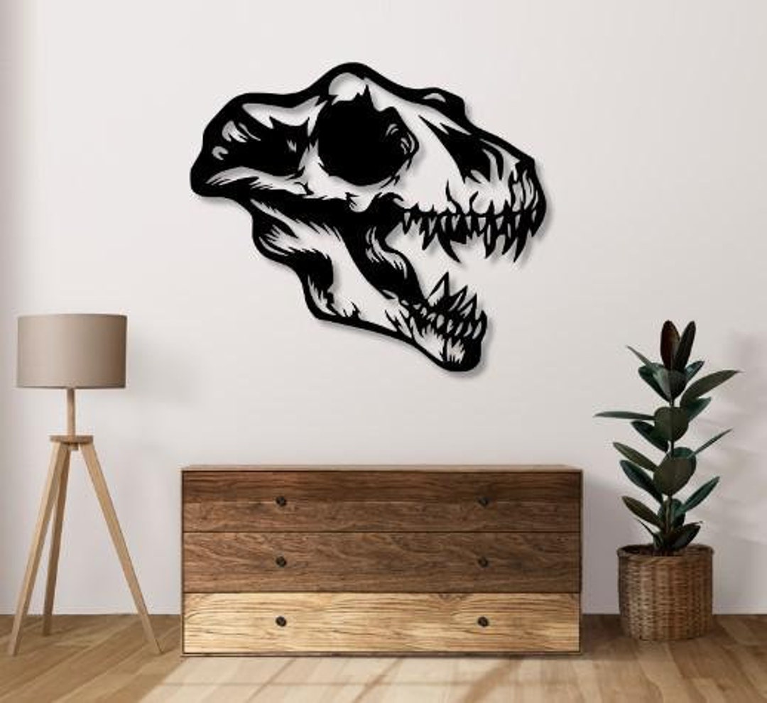 Dinosaur Head Svg Dxf Png Files Trex Skeleton Wall Art Cut File for Cnc ...