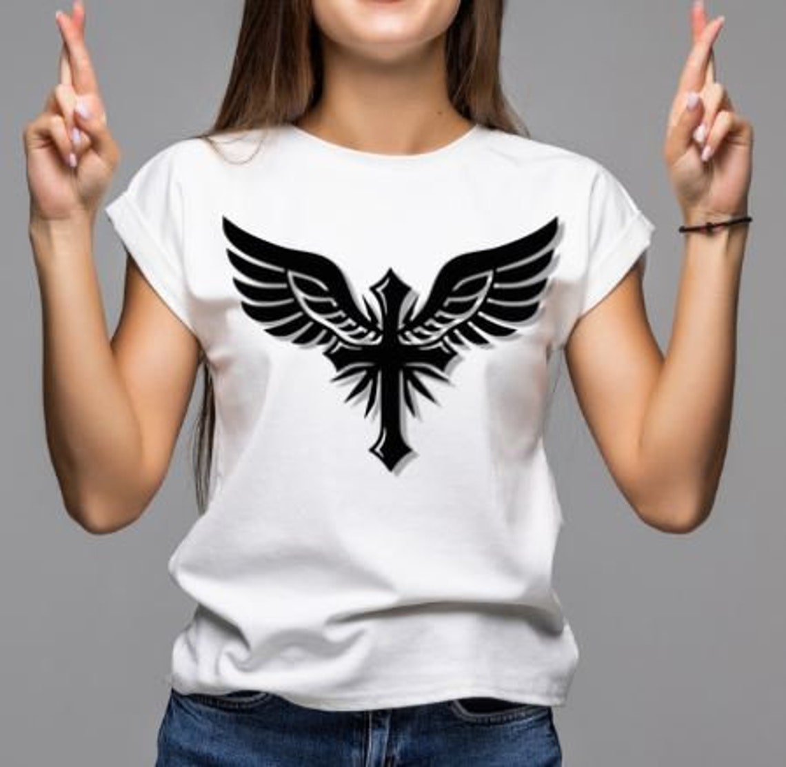 Vintage Cross Svg Dxf Png Files , Laser Cut File , Cross Wing Angel ...