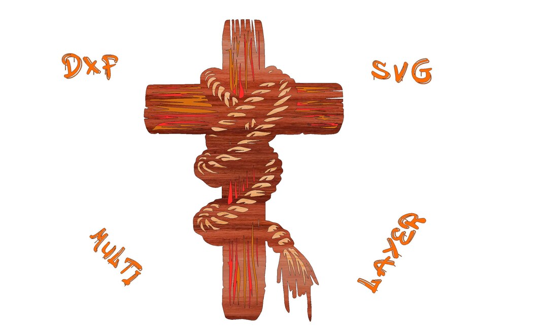 Multilayer Cross SVG DXF Files Cross With Rope 3D Layered Cut File for ...