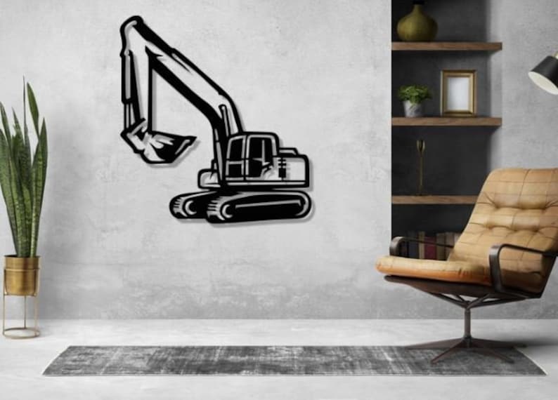 Excavator Svg Dxf Files , Laser Cutting Building Machine Vector Wall ...